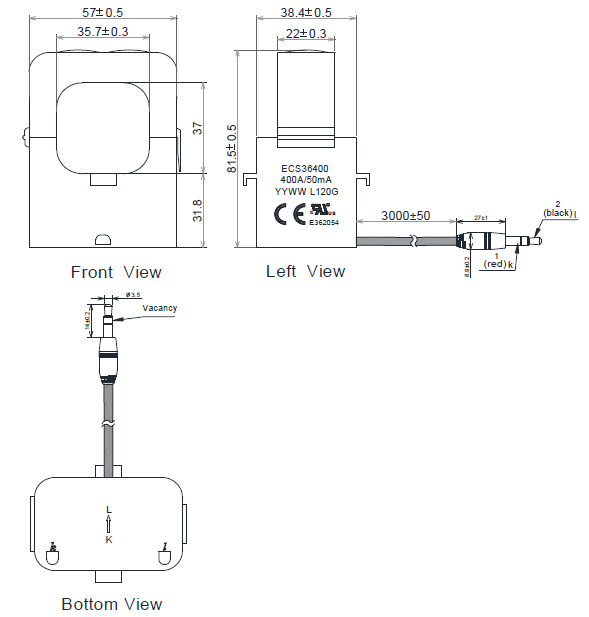 Buy China Wholesale Echun Ul Certification Split Core Current Transformerecs36 36mm Hole Ac 400a