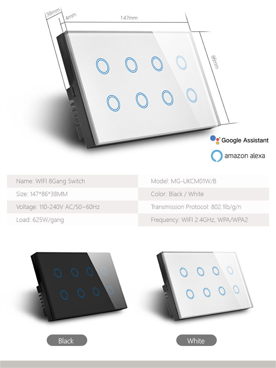 Buy Wholesale China 147*86mm Tuya App Smart Life 8gang Wifi Touch ...