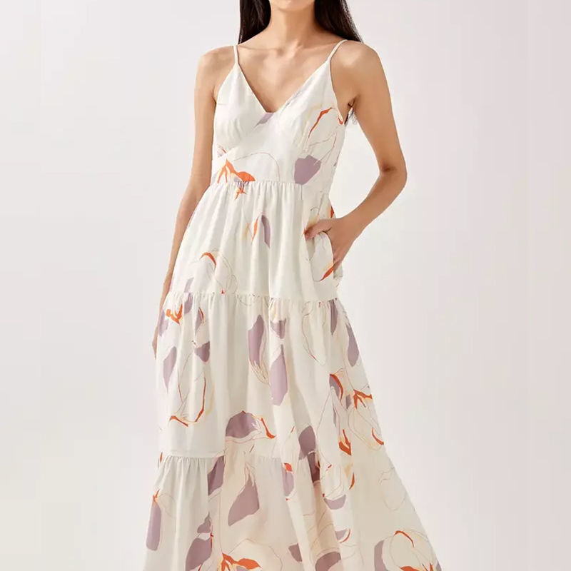 Buy Wholesale China Sundresses Tiered Ruched Panel White Dress In ...