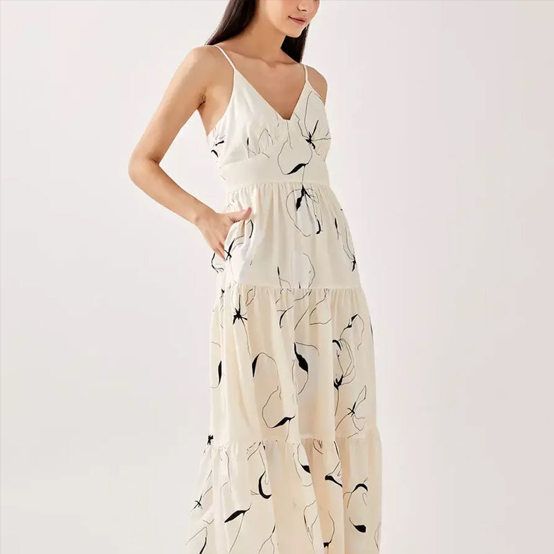 Buy Wholesale China Sundresses Tiered Ruched Panel White Dress In ...