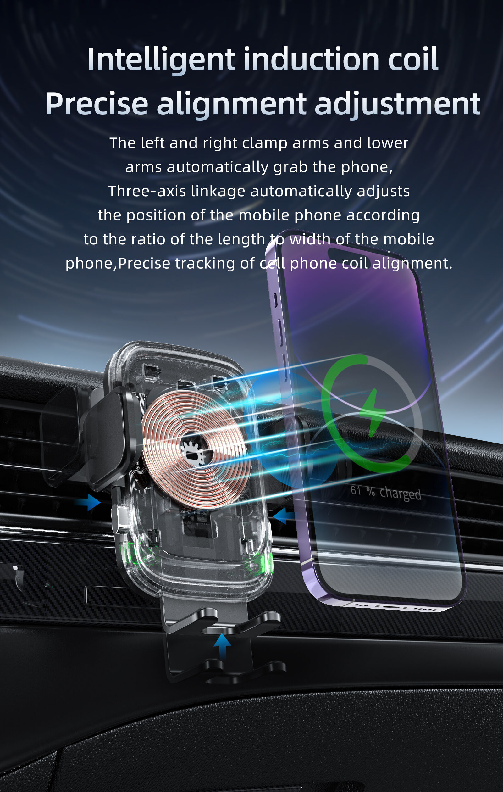 Buy Wholesale China 15w Auto-clamp Car Wireless Charger On Air Vent For ...