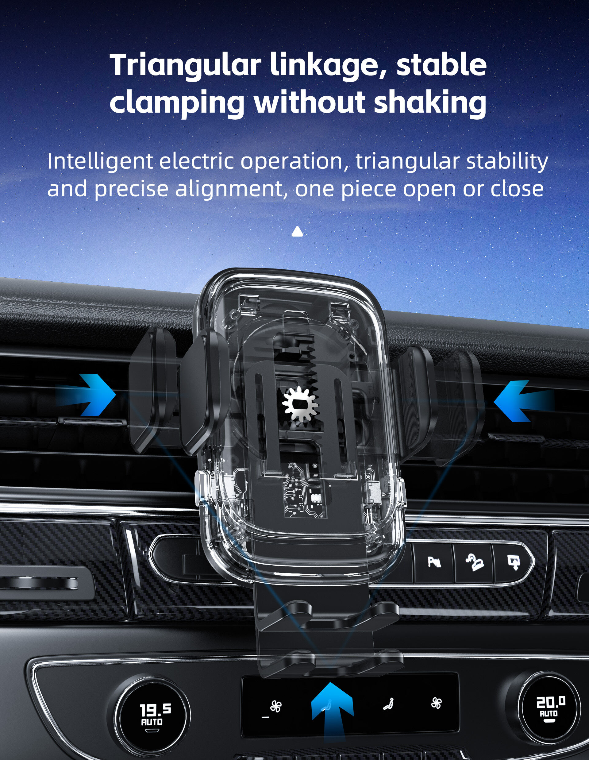 Buy Wholesale China 15w Auto-clamp Car Wireless Charger On Air Vent For ...