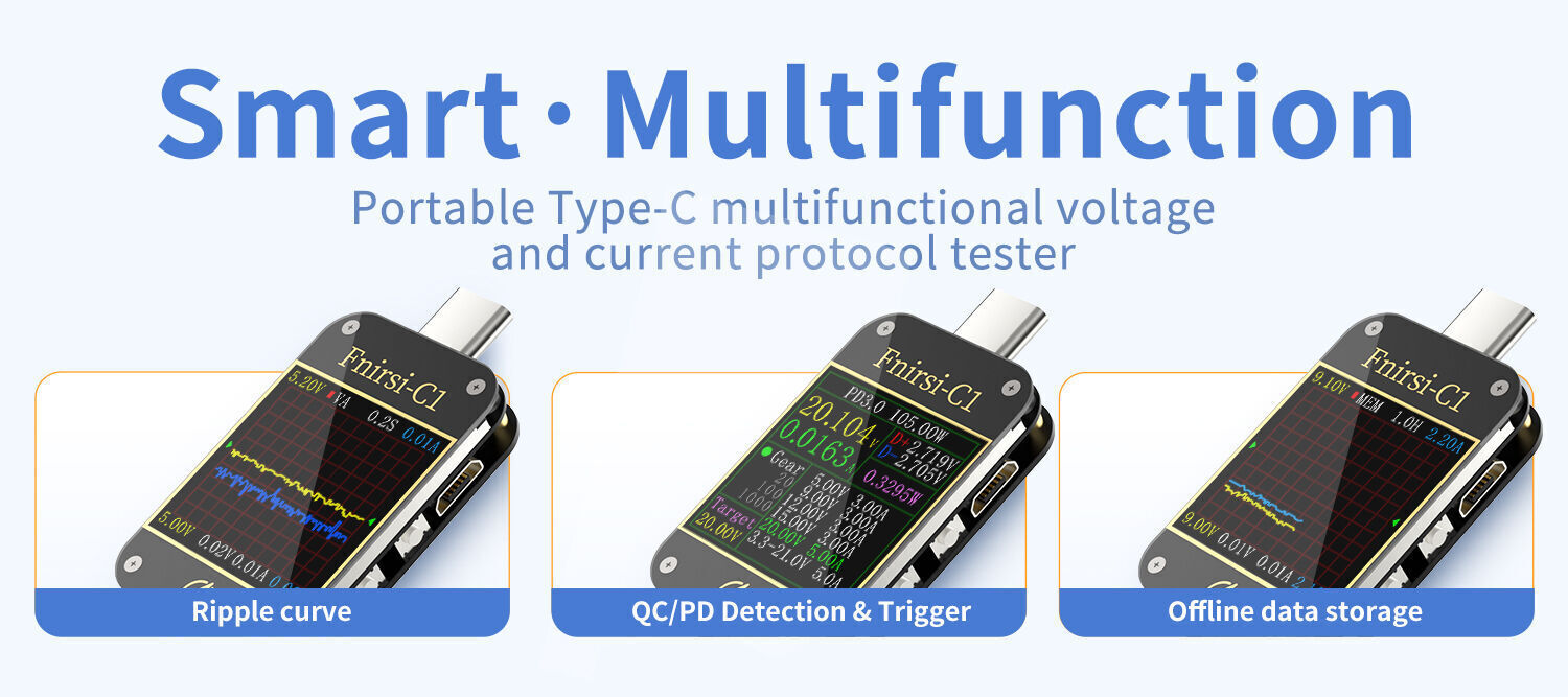 Buy Wholesale China Fnirsi-c1 Type-c Pd Trigger Usb-c Ammeter Voltmeter ...