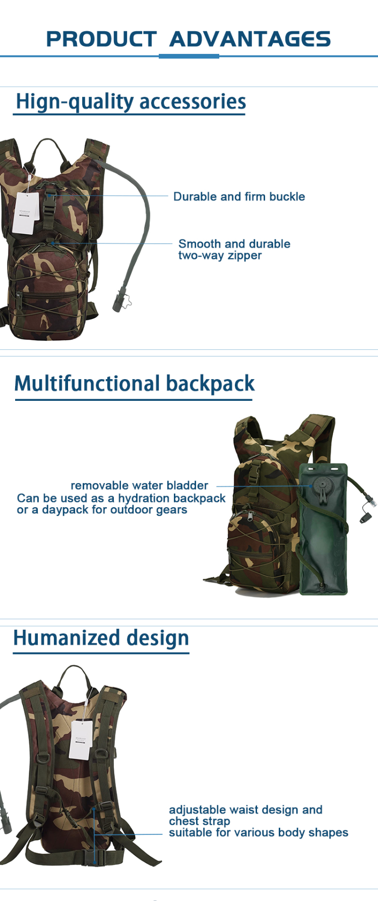 Double Safe Camouflage Tactical Hydration Backpack With Water Bladder ...