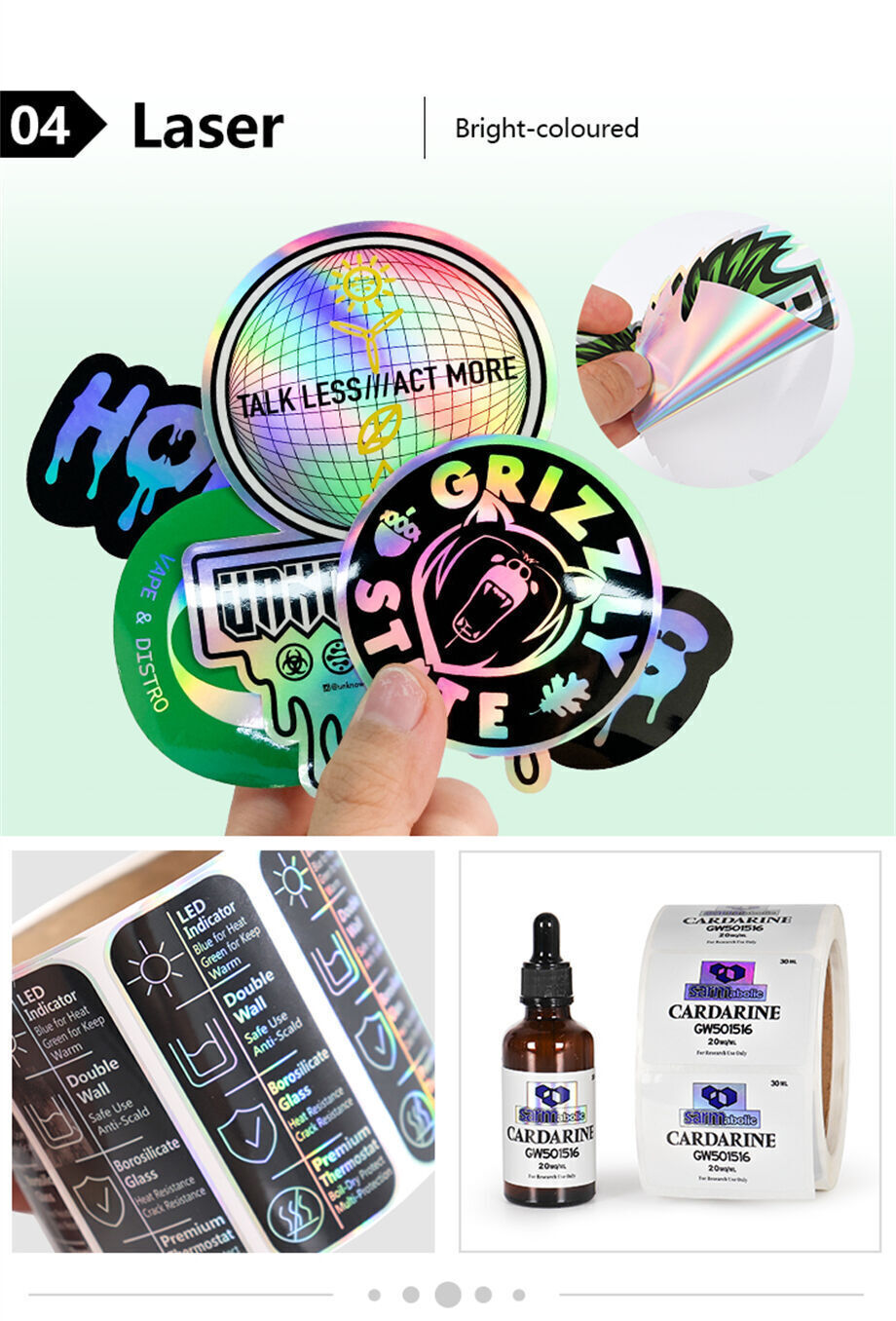 Buy Wholesale China Custom Printed Cosmetic Logo Laser Sticker ...