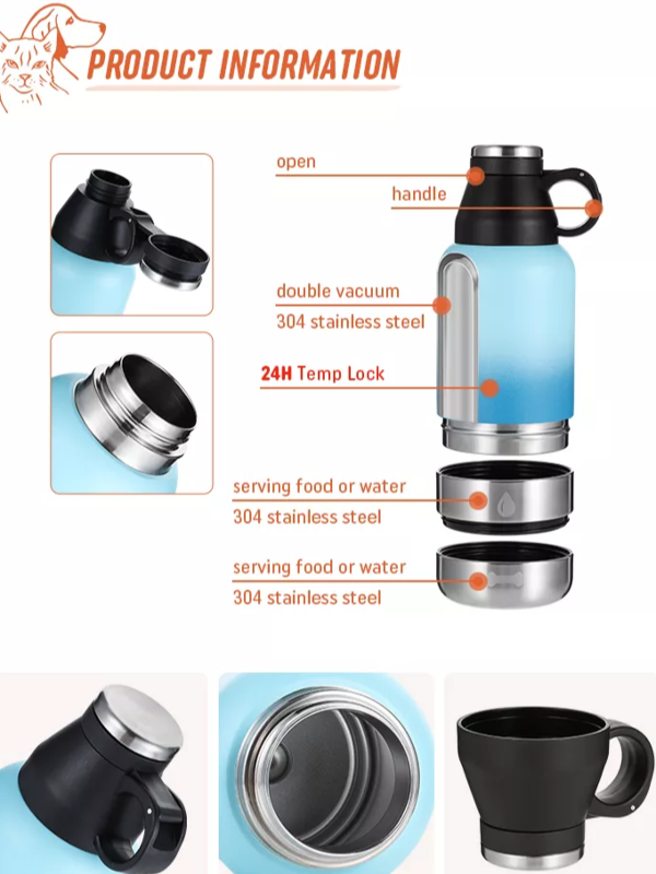 Buy China Wholesale Odm Hotsale Dog Water Bottle 3 In 1 32oz 64oz Custom Double Wall Stainless ...