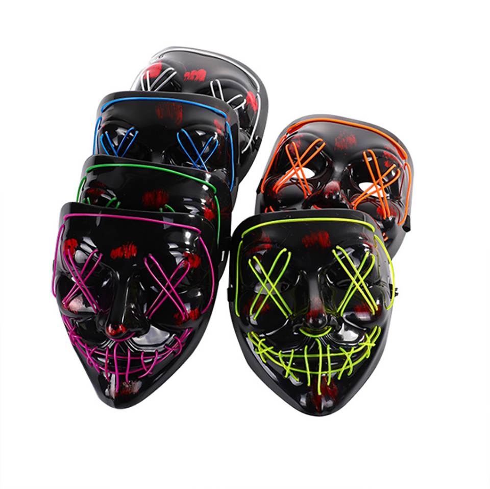 Buy Wholesale China Custom Halloween Mask Party Led Glowing Masks Black ...