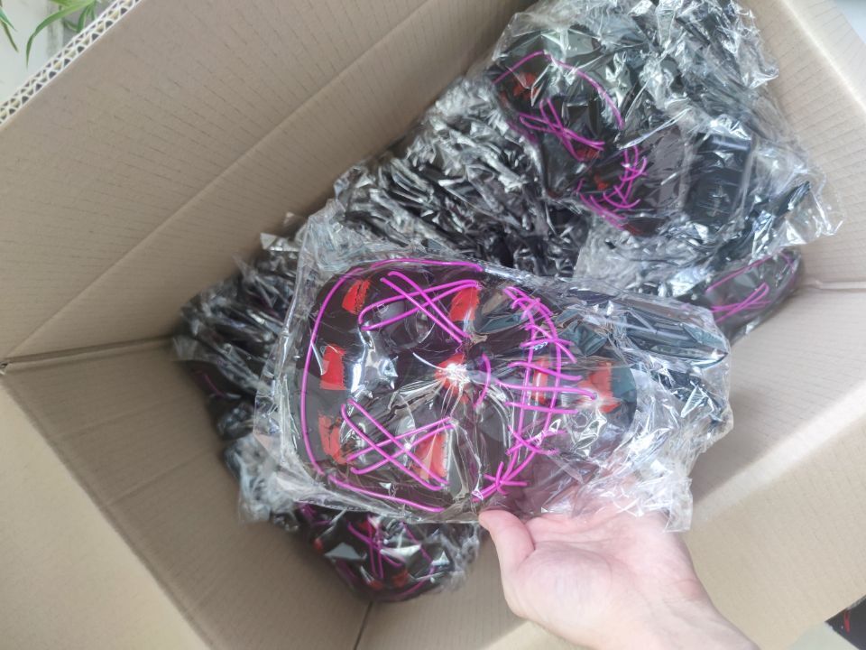 Buy Wholesale China Custom Halloween Mask Party Led Glowing Masks Black ...
