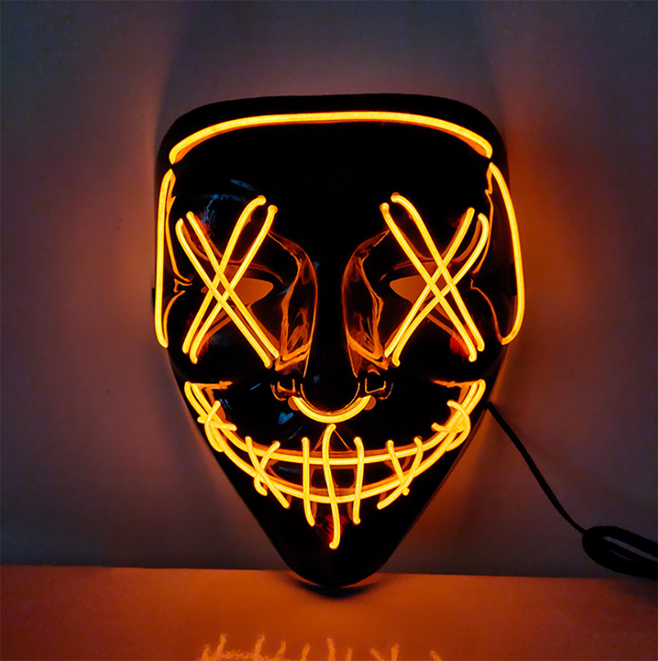 Buy Wholesale China Custom Halloween Mask Party Led Glowing Masks Black ...