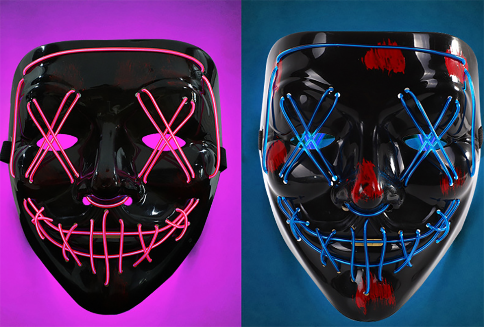 Buy Wholesale China Custom Halloween Mask Party Led Glowing Masks Black ...