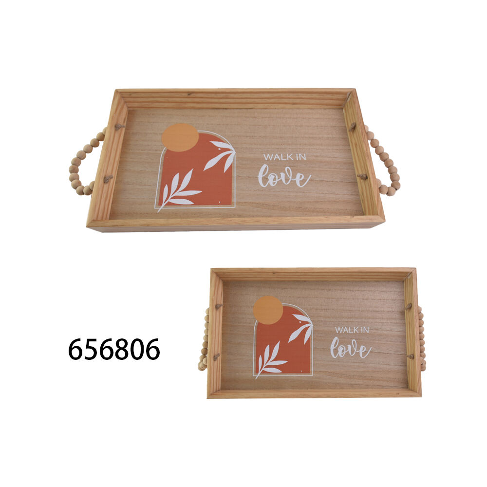 Buy Wholesale China Oem Mdf Wood Trays With Beads Handle For Food ...