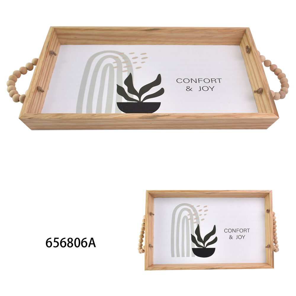 Buy Wholesale China Oem Mdf Wood Trays With Beads Handle For Food ...