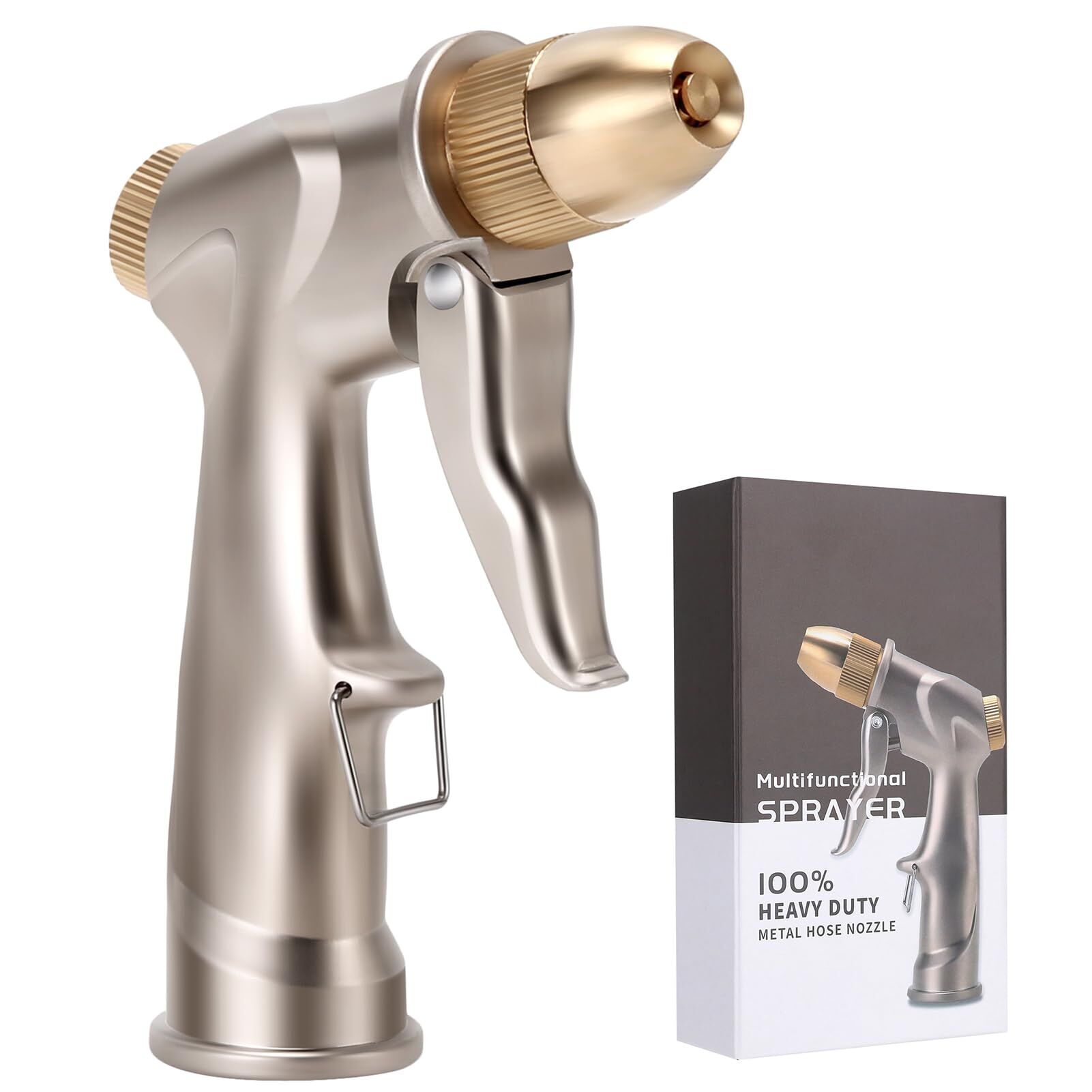 4 Patterns Garden Hose Nozzle Sprayer Metal Heavy Duty Water Hose ...