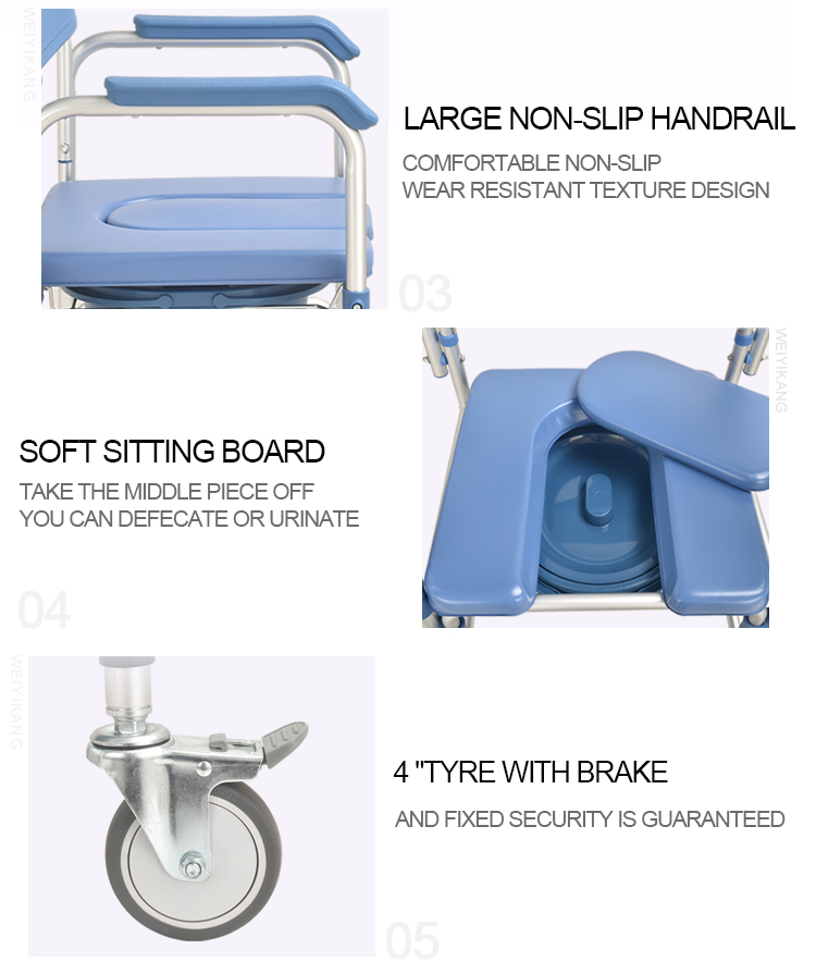 Buy Wholesale China Aluminum Folding Height Adjustable Commode Wheelchair For Disable & Folding ...