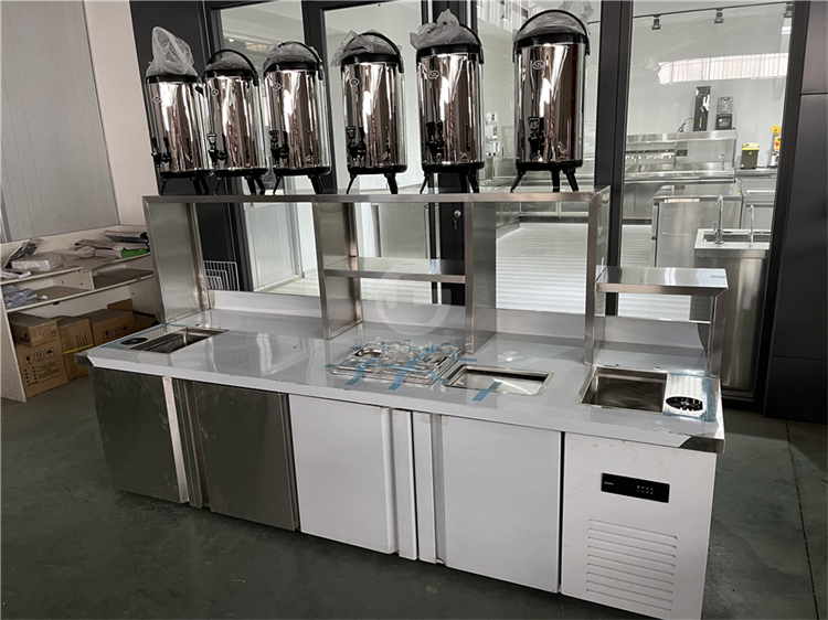 1.5meters Custom Bubble Tea Machine Refrigerate Working Water Bar Milk ...