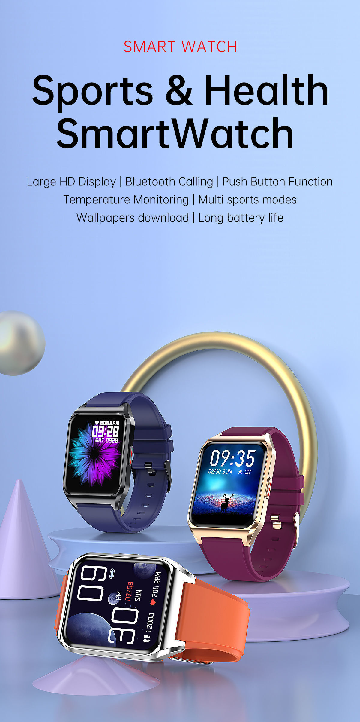 Buy Wholesale China Lexqi H60 Long Battery Smart Watch Breathe Training ...