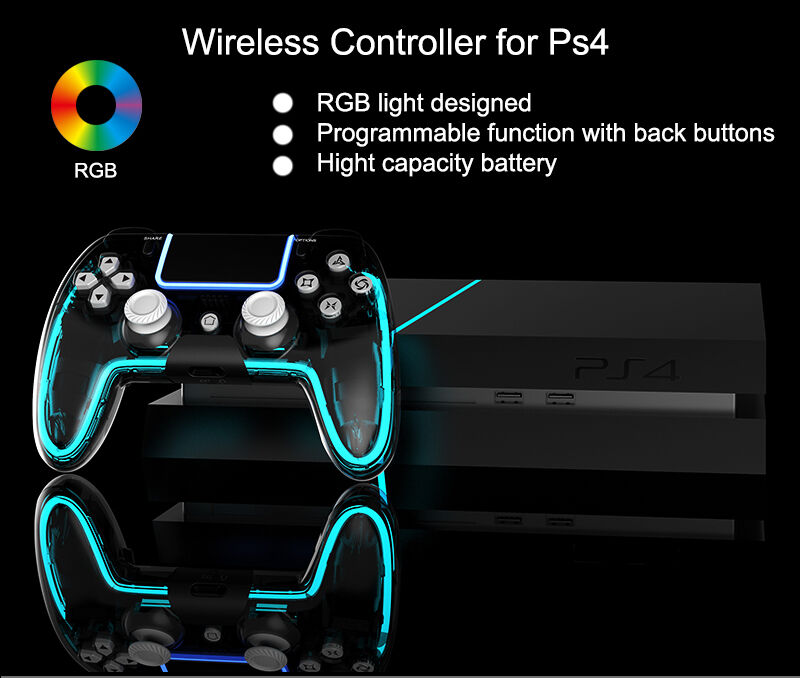 Rgb Lighting Hall Joystick Wireless Gamepad Game Controller For Ps4 ...