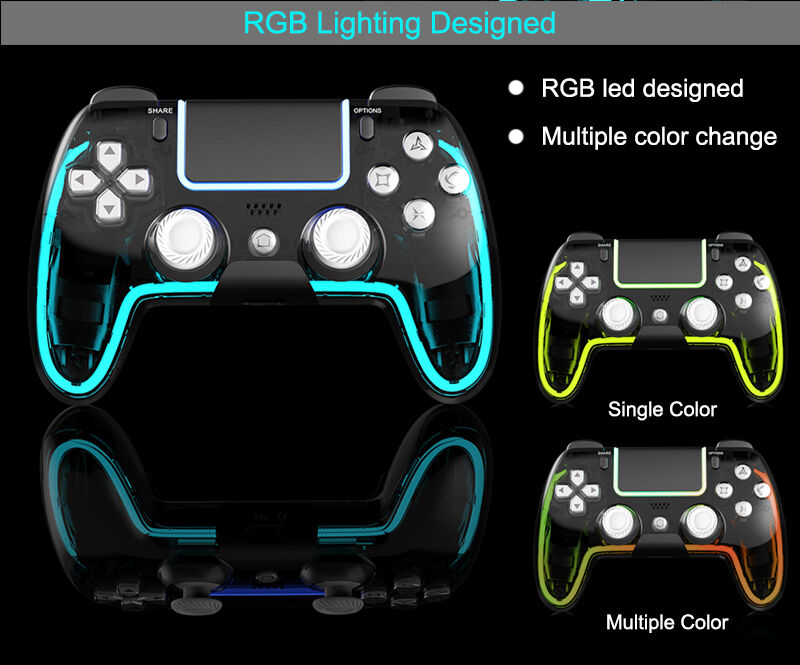 Rgb Lighting Hall Joystick Wireless Gamepad Game Controller For Ps4 ...