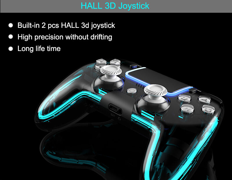 Rgb Lighting Hall Joystick Wireless Gamepad Game Controller For Ps4 ...