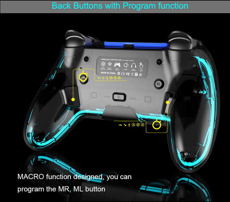 Rgb Lighting Hall Joystick Wireless Gamepad Game Controller For Ps4 ...
