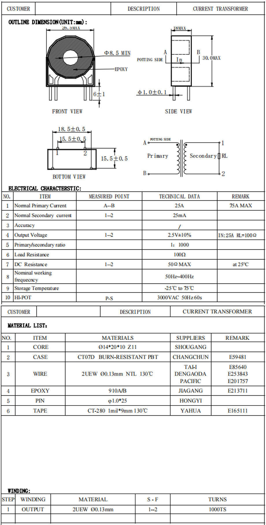 Buy Wholesale China Customization High Quality Current Transformer 25a ...