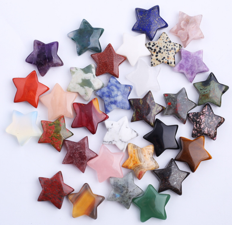30mm Natural Stone Crafts Handmade Carved Star Shape Healing Crystal ...