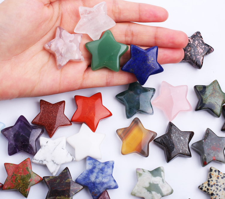 30mm Natural Stone Crafts Handmade Carved Star Shape Healing Crystal ...