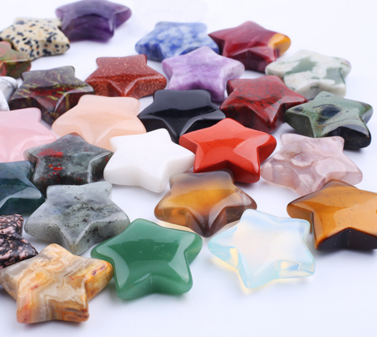 30mm Natural Stone Crafts Handmade Carved Star Shape Healing Crystal ...