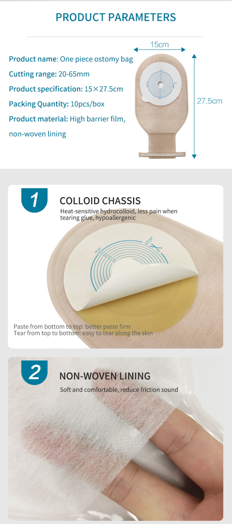 Factory Produced One/two Piece Medical Disposable Colostomy Bags Cover Ostomy Bags With Hoop And ...