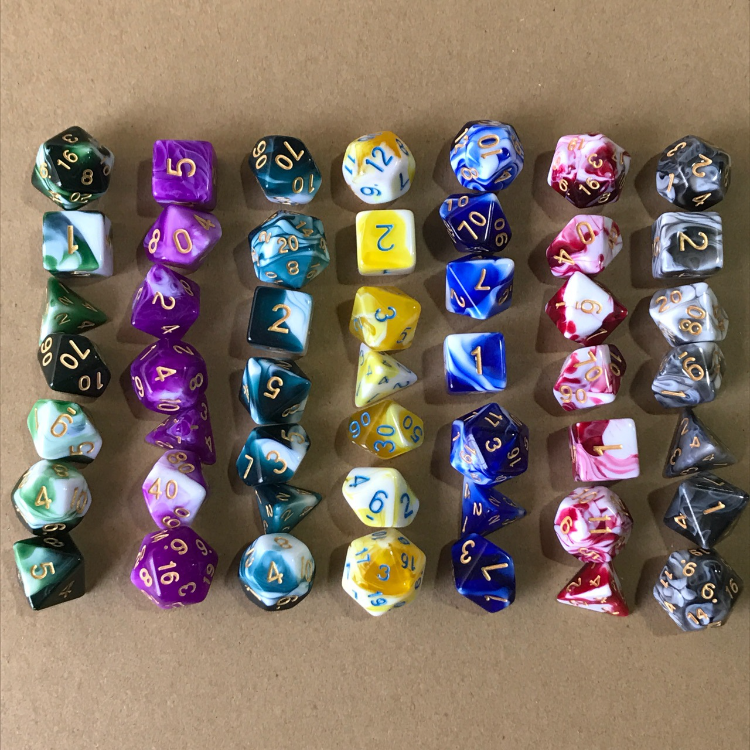 Double-colors Dnd Dice Set 7pcs Polyhedral Dice For Dungeons And ...
