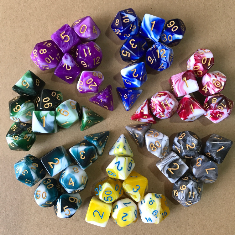 Double-colors Dnd Dice Set 7pcs Polyhedral Dice For Dungeons And Dragons Trpg Table Board Roll ...