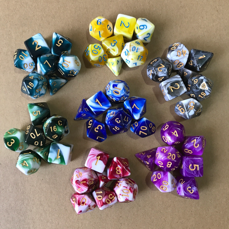 Double-colors Dnd Dice Set 7pcs Polyhedral Dice For Dungeons And Dragons Trpg Table Board Roll ...