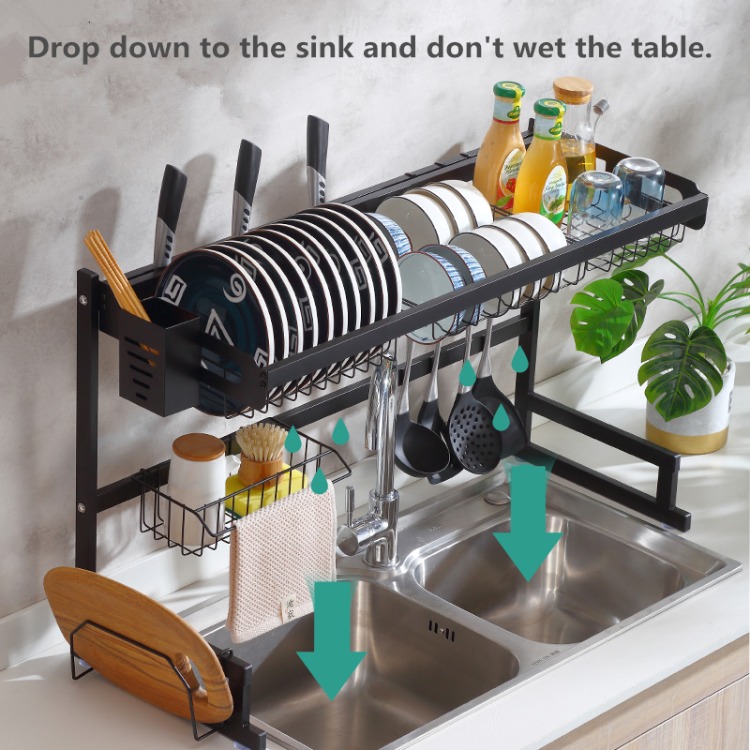 Amazn Stainless Steel Sink Drain Rack Kitchen Shelf Diy Bowl Dish ...