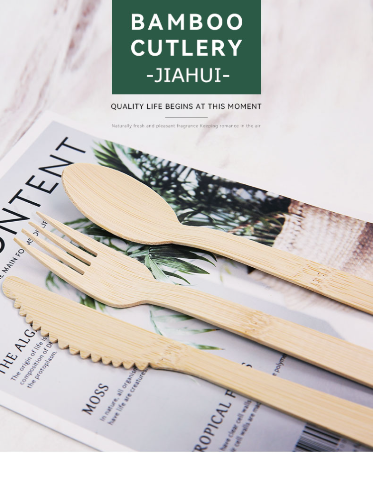 Disposable Bamboo Wooden Knife, Fork And Spoon Three-piece Set ...