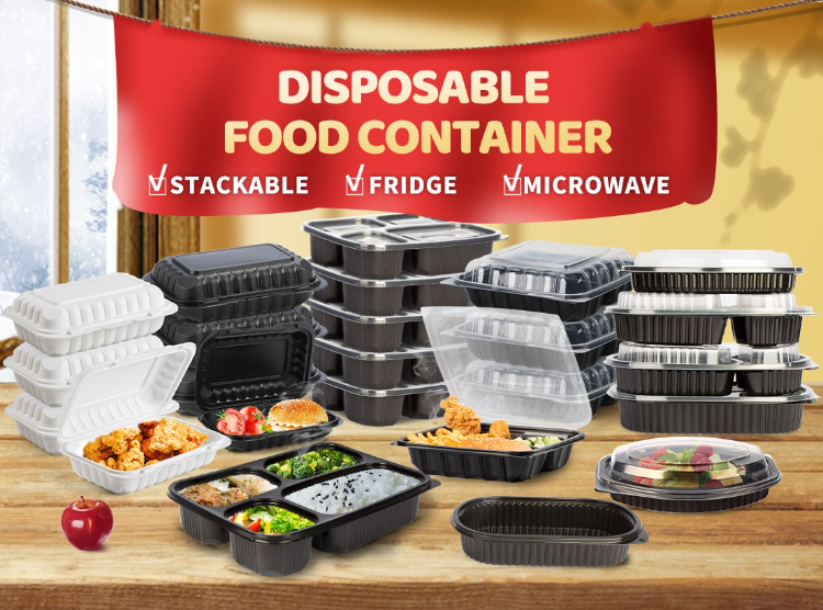 Stack Chinese Black Plastic Microwavable Takeaway Eco Friendly Take Out ...