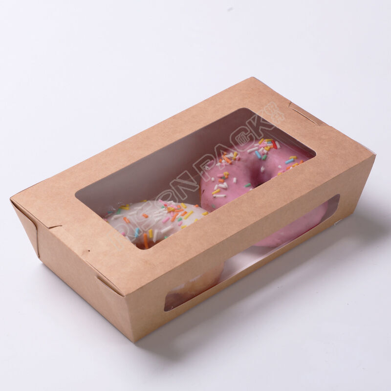 Kraft Paper 2100ml Food Packaging Box With Transparent Window Paper ...