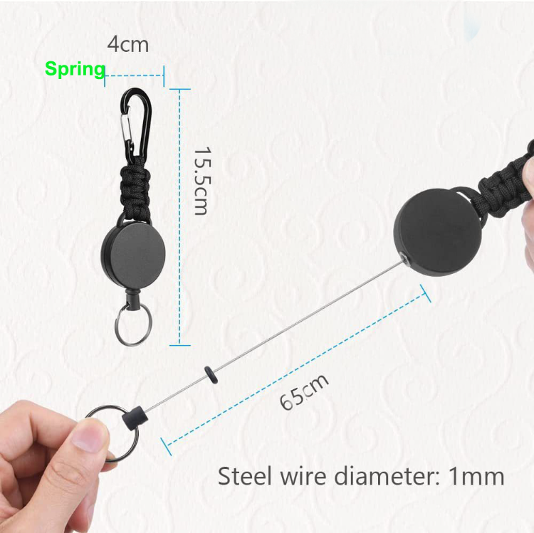 High Stretch Easy To Pull 4cm Black Plastic Round Retractable Badge ...