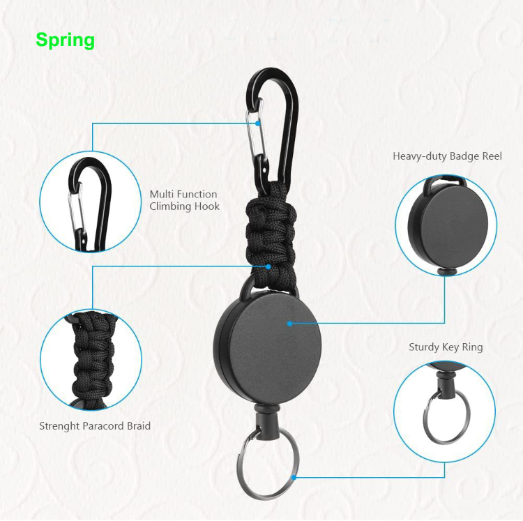 High Stretch Easy To Pull 4cm Black Plastic Round Retractable Badge ...