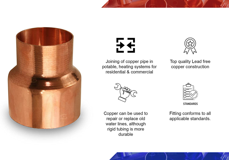 Copper Reducing Coupling Connection With Sweat End 7/8 X 1 Inch 3/4 X 1 ...