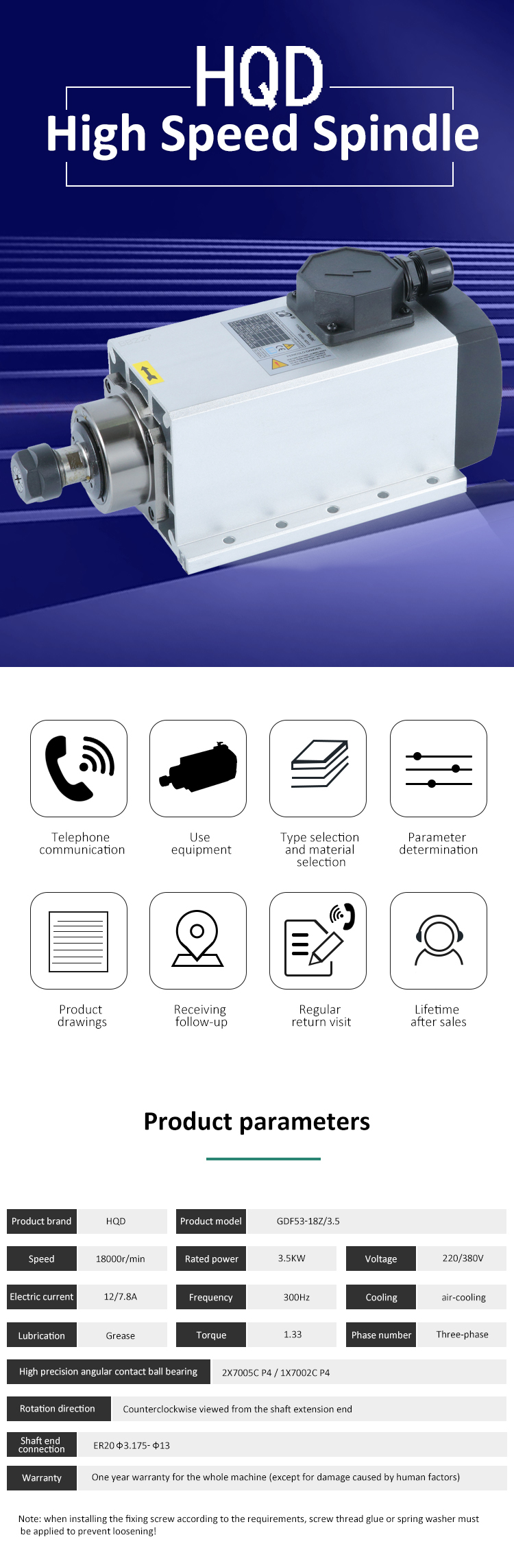 Hqd Gdf53-18z/3.5 Er20 3.5kw 220v 380v 300hz Air Cooling High Speed ...