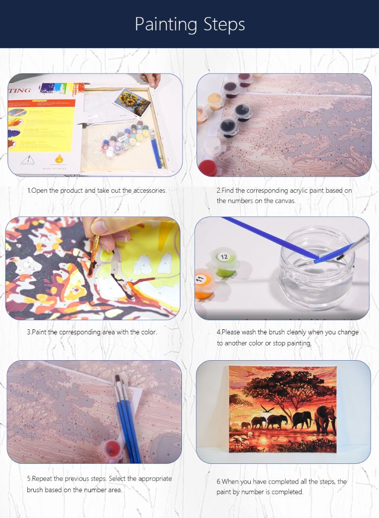 Factory Diy Oil Painting By Numbers Custom Animal Pictures Acrylic Oil ...