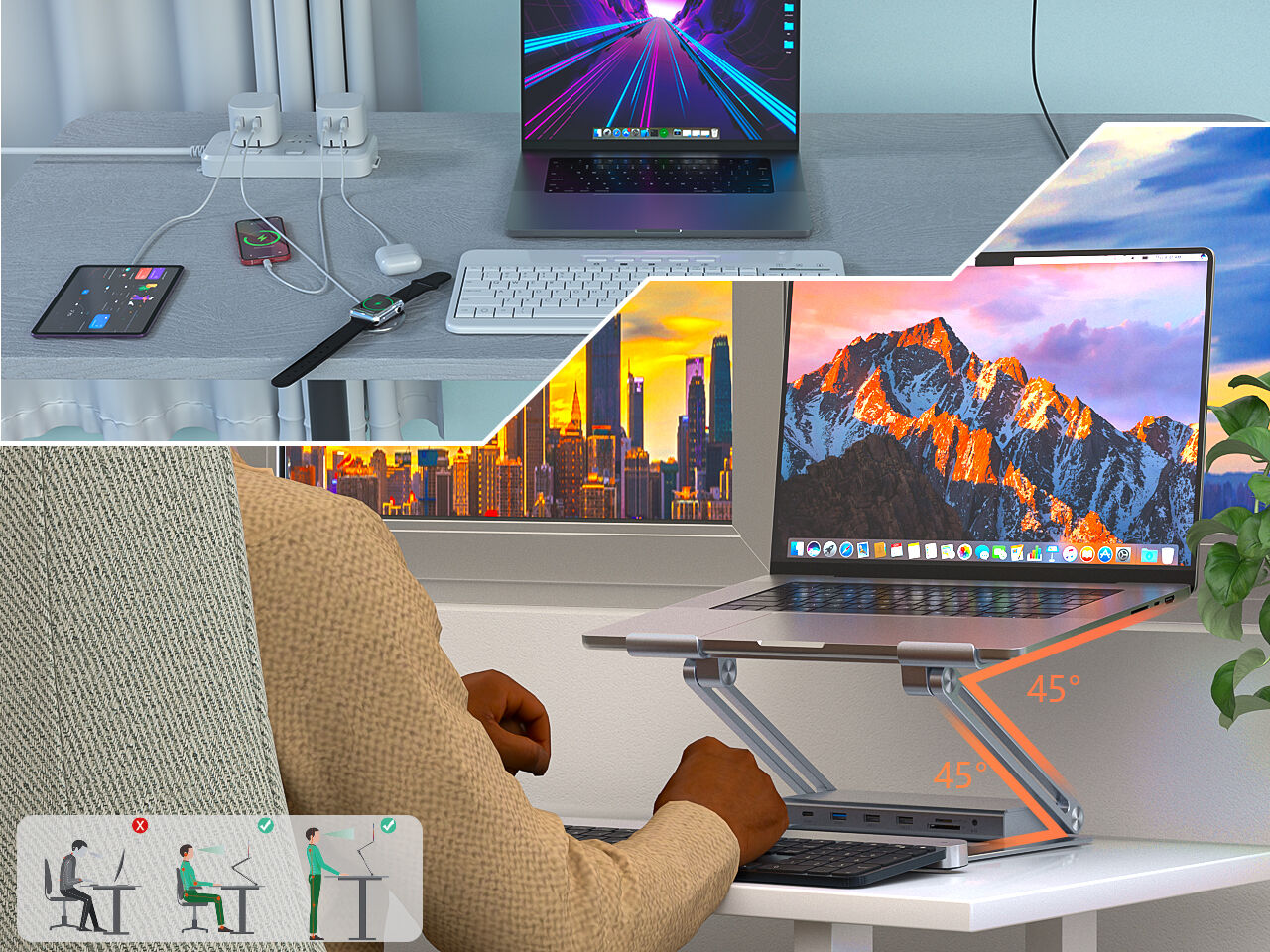 Buy Wholesale China Ergonomics Laptop Stand With Usb-c Dual Display 13 ...