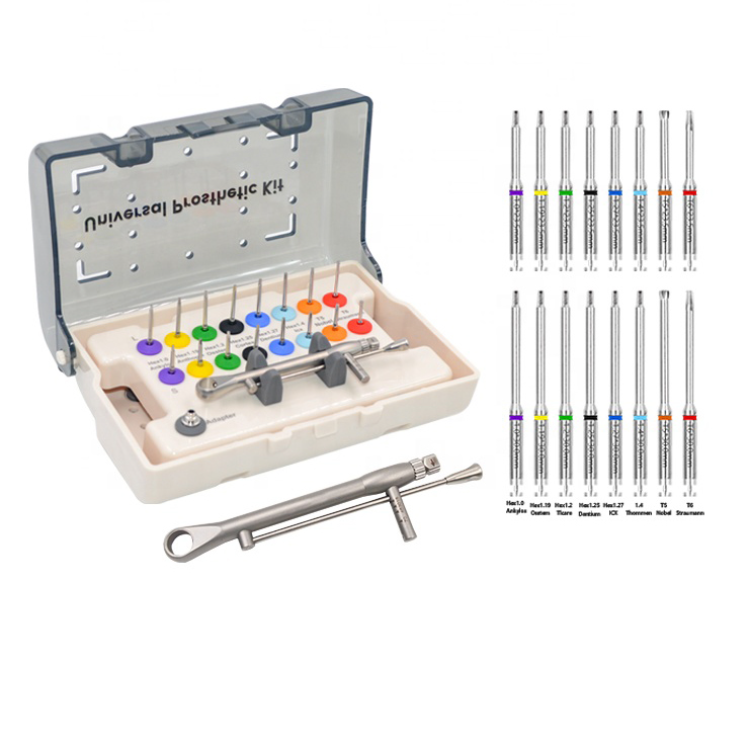 Dental Implant Prosthetic Kit Universal Wrench 16 Pcs Screw Screwdriver ...