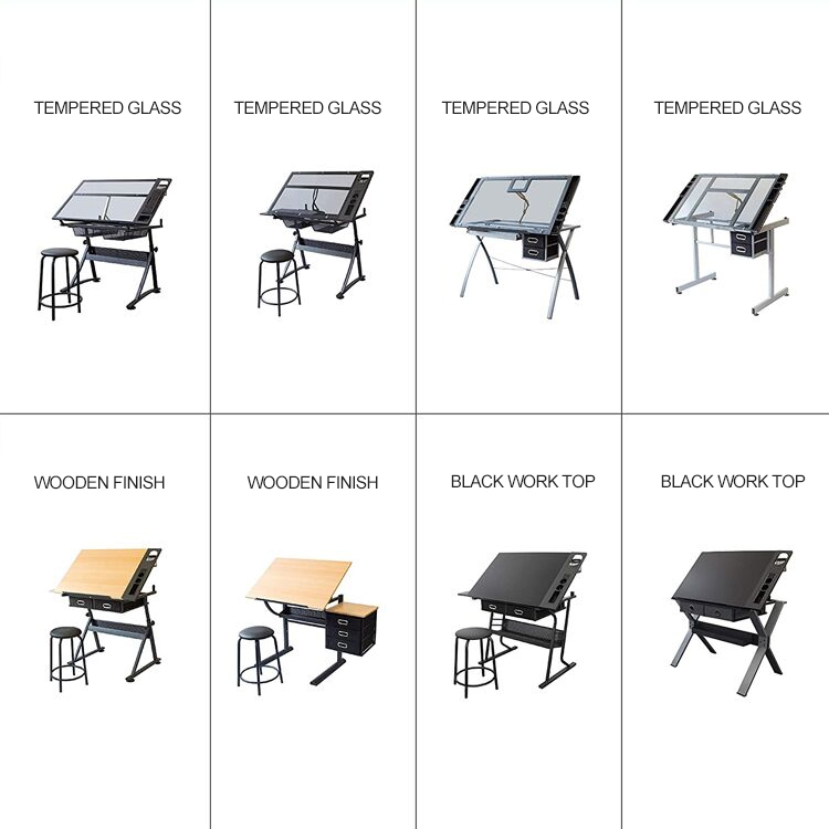 Buy Wholesale China New Design Golden Metal Frame Glass Drafting Table ...