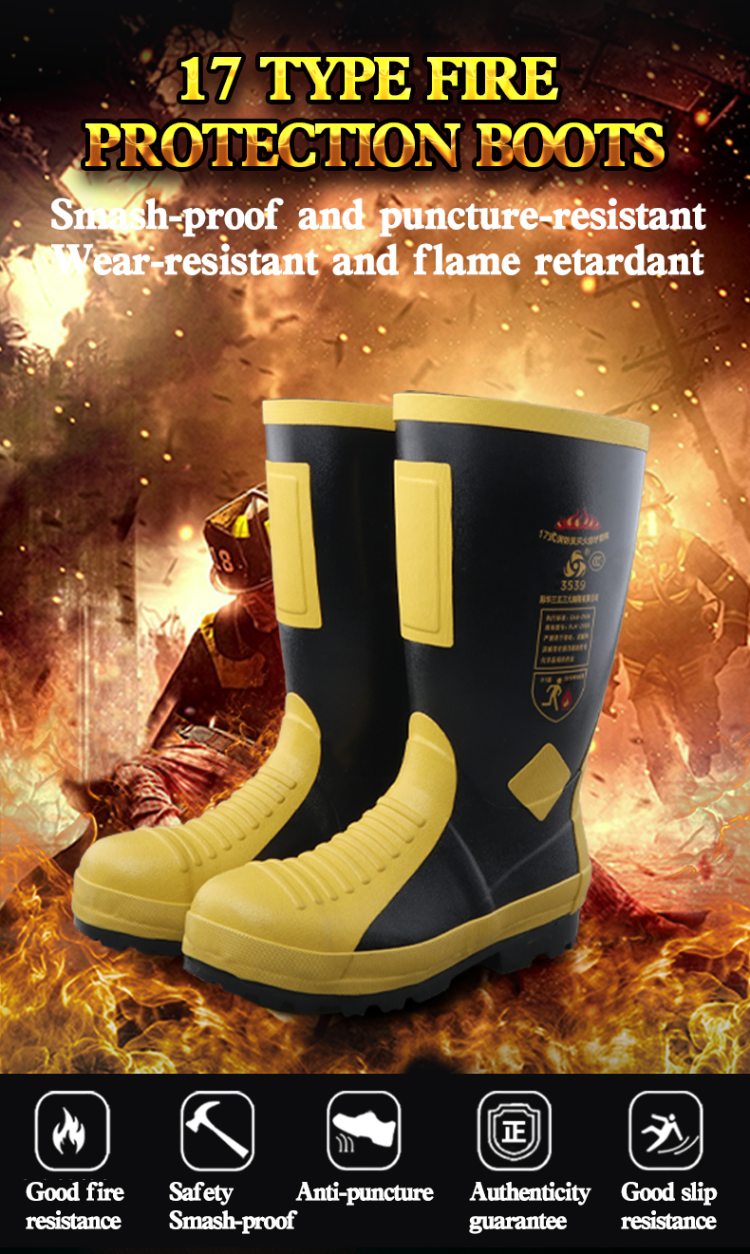3539 En15090 Neoprene Rubber Firefighter Boots Fire Resistant Safety ...
