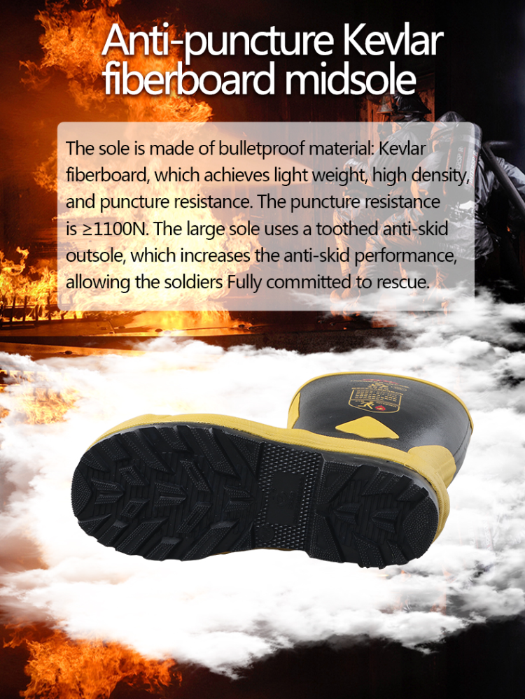 3539 En15090 Neoprene Rubber Firefighter Boots Fire Resistant Safety ...