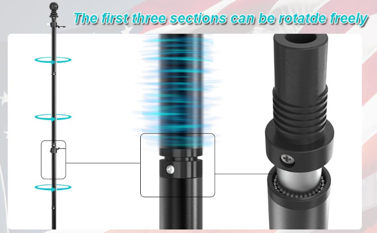 Cydisplay 1.5m 5ft Black Flagpole Adjustable Portable Flexible ...