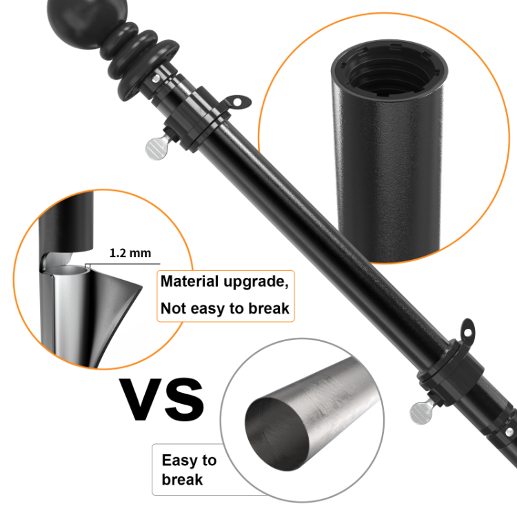 Cydisplay 1.5m 5ft Black Flagpole Adjustable Portable Flexible ...