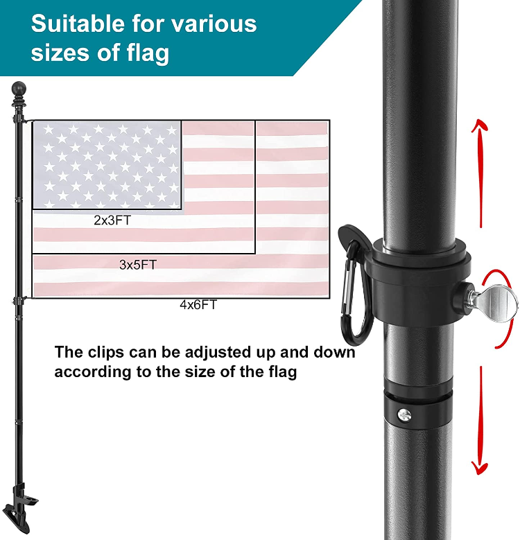 Cydisplay 1.5m 5ft Black Flagpole Adjustable Portable Flexible ...