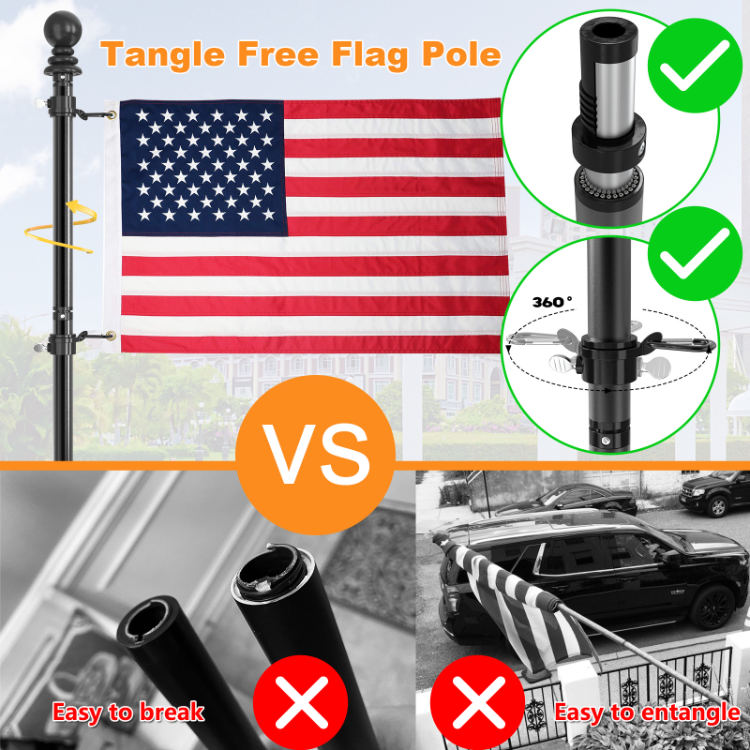 Cydisplay 1.5m 5ft Black Flagpole Adjustable Portable Flexible ...